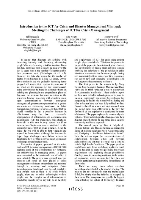 Pdf Introduction To The Minitrack On Communication And Information Systems Technology For