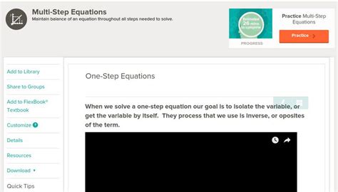 Ck 12 Algebra Multi Step Equations Unit Plan For 6th 8th Grade