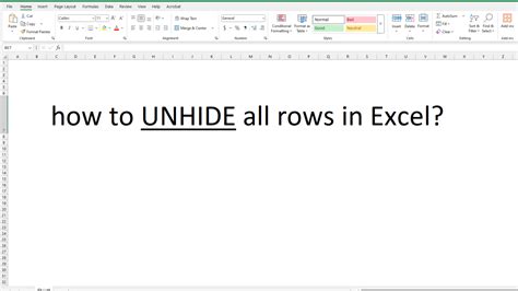 How To Unhide All Rows In Excel Quick Guide