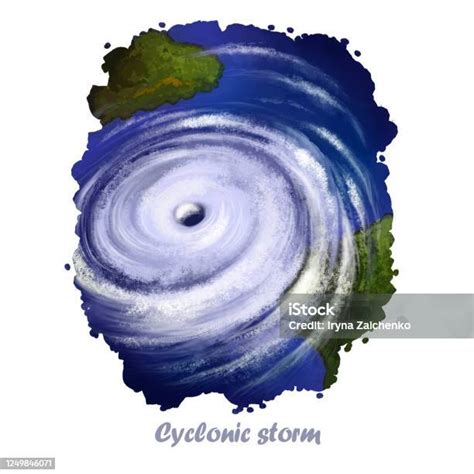 자연 재해의 사이클론 폭풍 디지털 아트 일러스트 극적인 토네이도와 강한 바람 작품 폭풍우 날씨 허리케인 재앙 강력한 바람은 모든 것을 파괴 날씨에 대한 스톡 벡터 아트 및