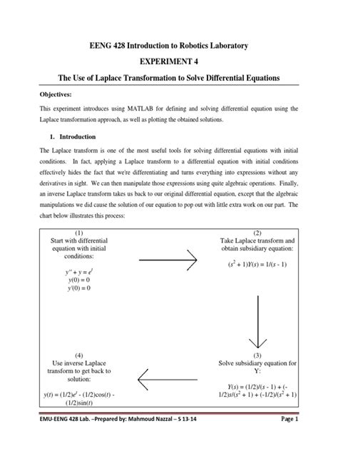 Eeng 428 Introduction To Robotics Laboratory Experiment 4 The Use Of