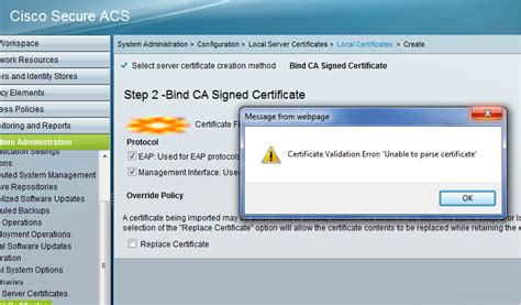 Certification Validation Error On ACS 5 1 Cisco Community