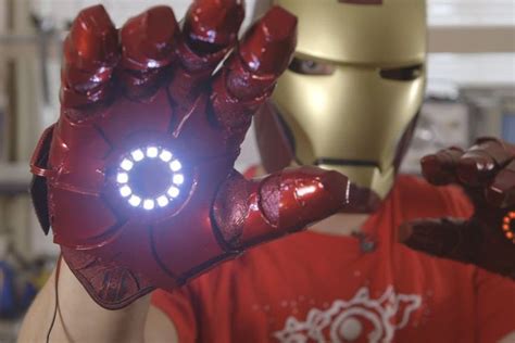 Bionic Iron Man Glove Arduino Projects Iron Man Mens Gloves