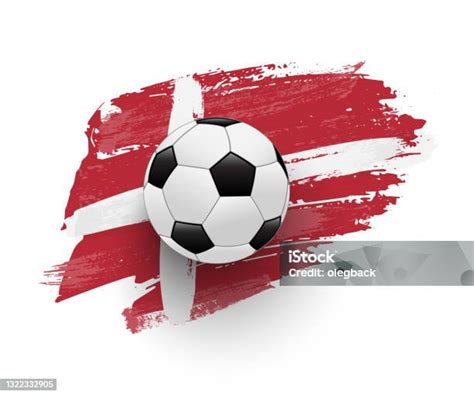 브러시 스트로크로 만든 덴마크의 국기에 현실적인 축구 공 벡터 축구 디자인 요소 축구공에 대한 스톡 벡터 아트 및 기타 이미지