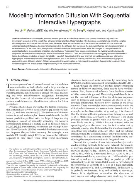 Pdf Modeling Information Diffusion With Sequential Interactive Hypergraphs