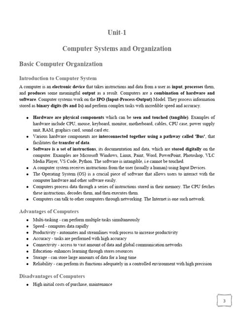 cbse class 11 chapter 1 detailed notes pdf random access memory computer data storage