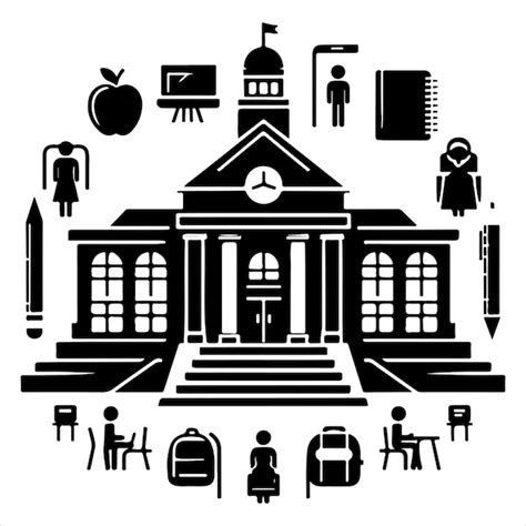 Vector De Escuela Vector De Silueta De Escuela Ilustración De La Escuela Elementos De La Escuela