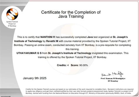 Javaprogramming Certification Iitbombay Learningjourney Nanthini