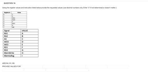 Solved Question Using The Register Values And Instruction Chegg Com