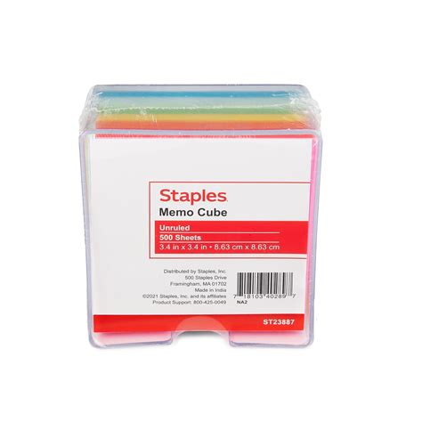 Staples Memo Cube Memo Pad 3 4 X 3 4 Unruled Assorted Colors 3 Pack ST23887CVS Walmart Com
