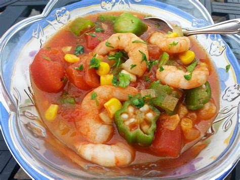Shrimp Gumbo With Okra Corn And Tomatoes Over Brown Rice Live Well