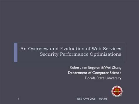 Ppt An Overview And Evaluation Of Web Services Security Performance Optimizations Powerpoint