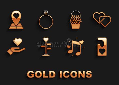 Set Signpost With Heart Two Linked Hearts Please Do Not Disturb Music Note Tone Hearts Hand