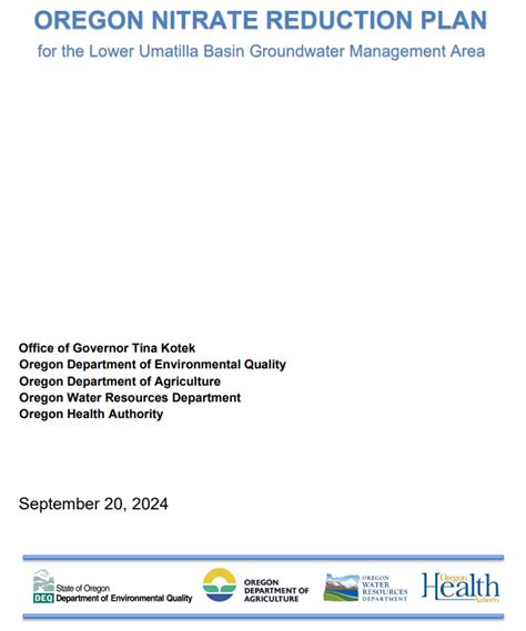 Oregon Nitrate Reduction Plan Lubgwma