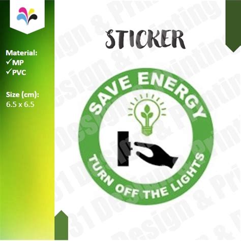 Sticker To Remind Save Energy Turn Off The Lights Classroom Office Friendly Clear Sign Notice