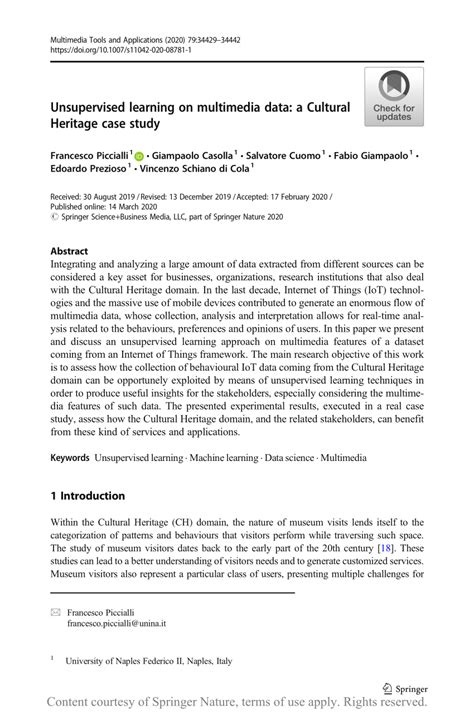 Unsupervised Learning On Multimedia Data A Cultural Heritage Case