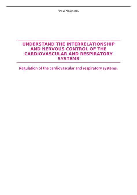 Applied Science Unit 9 Assignment A FULL ASSIGNMENT NEW SPEC Human Regulation And