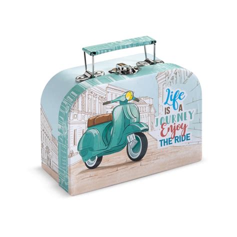 Μπομπονιερα βαπτισης χαρτινο βαλιτσακι βέσπα