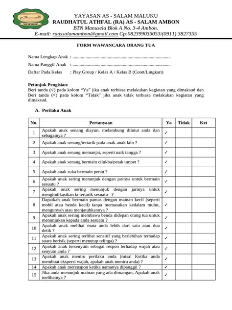 Fix Form Wawancara Orang Tua 22 23 Pdf