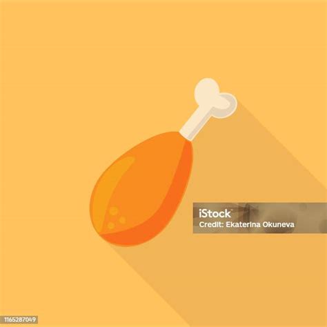 평평한 스타일로 구운 닭고기의 아이콘 디자인 및 웹용 벡터 그림입니다 고기에 대한 스톡 벡터 아트 및 기타 이미지 고기 구이 굽기 Istock