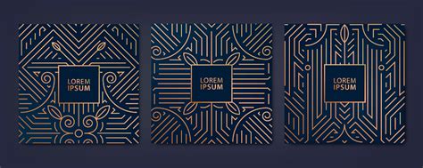 고급 커버 템플릿의 벡터 세트 사각형 라인 아트 데코 패턴 플래카드 배너 전단지 프리젠테이션 및 카드를 위한 디자인 요소