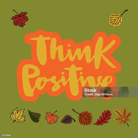 벡터 일러스트 레이 션의 전단지 배너 인사말 카드에 대 한 긍정적인 생각 가을에 대한 스톡 벡터 아트 및 기타 이미지 가을