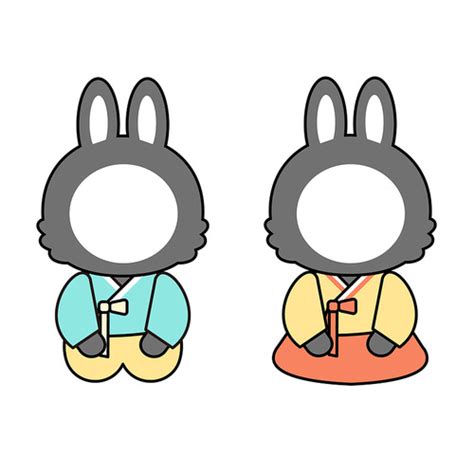 유토이미지 한복을 입은 검은토끼 얼굴합성용 캐릭터 2