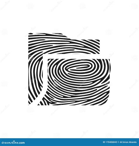 Fingerprint Folder Icon Isolated Thumbprint And Fingerprint Folder Icon Line Style Stock Vector