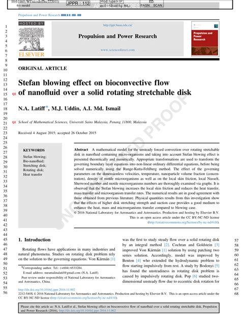 Pdf Stefan Blowing Effect On Bioconvective Flow Of Nanofluid Over A Solid Rotating Stretchable