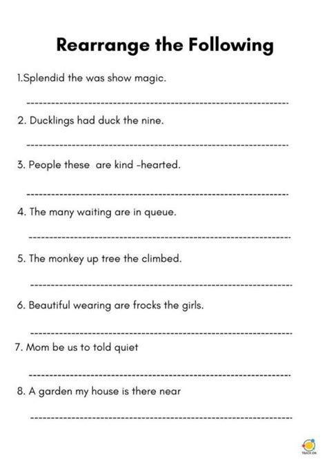 Rearrange The Sentence Grade 2 And 3 Sentences Good Grammar 2nd Grade