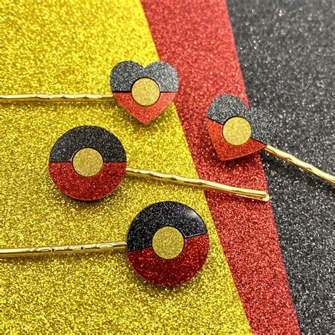 Indigenous Pride Hair Pin Gold Aboriginal Heart Qvwc Shop