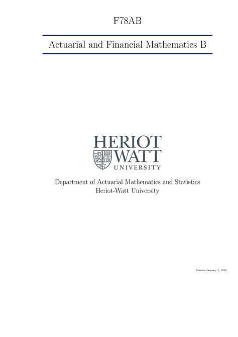 F78ab 2021 22 Lecture Notes F78ab Actuarial And Financial Mathematics