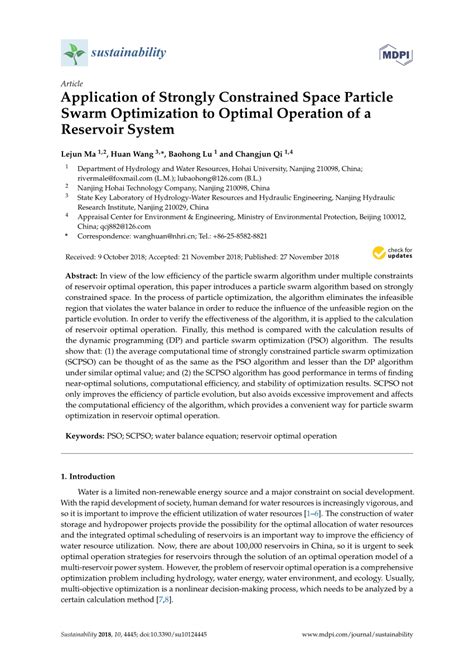 Pdf Application Of Strongly Constrained Space Particle Swarm Optimization To Optimal Operation