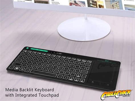 Rii Ghz Rechargable Wireless Media Backlit Keyboard With Touchpad