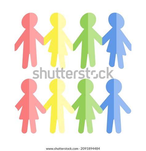 Chain Paper People Doll Chain Repeating Stock Vector Royalty Free