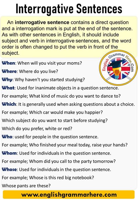 Interrogative Sentence Worksheets
