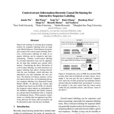 Context Aware Information Theoretic Causal De Biasing For Interactive Sequence Labeling Acl