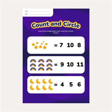 Premium Vector Count And Match Numbers Math Worksheet Template