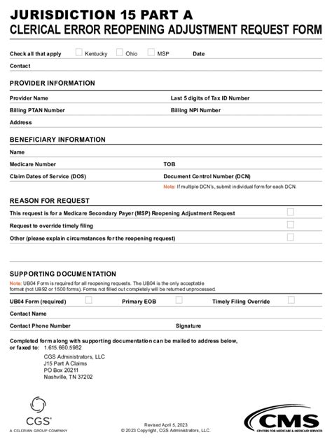 Fillable Online Clerical Error Reopening Adjustment Request Form Ab Mac Jurisdiction 15 Part A