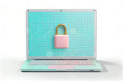 Computer On Light Background With Lock As A Concept Of Cyber Security And Protecting Sensitive