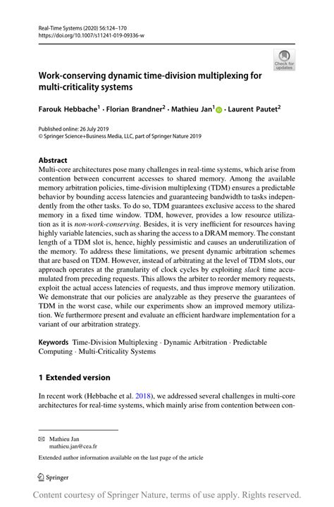 Work Conserving Dynamic Time Division Multiplexing For Multi