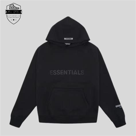 Essentials Pullover Hoodie Applique Logo Black Bùi Store