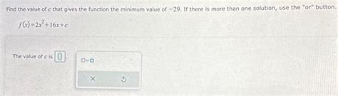 Solved Find The Value Of C That Gives The Function The Chegg Com