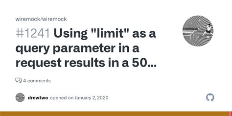 Using Limit As A Query Parameter In A Request Results In A 500 Error