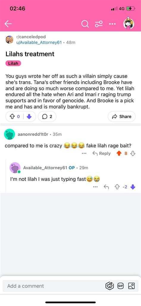 Either Tanas Stalker Rage Bait Fake Lilah Or Just Crazy Rcancelledpod