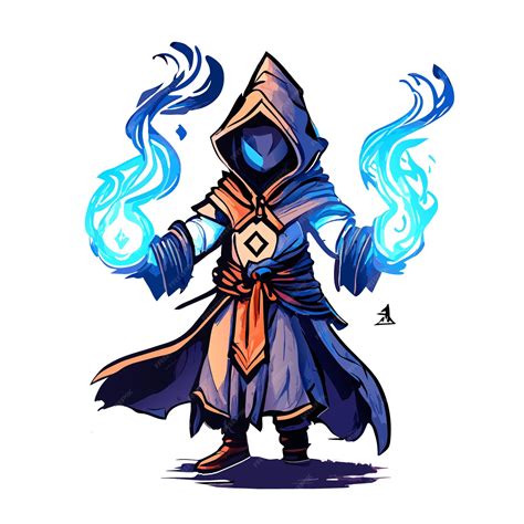 Premium Vector Full Body Mage Mascot Illustration With Magical Aura