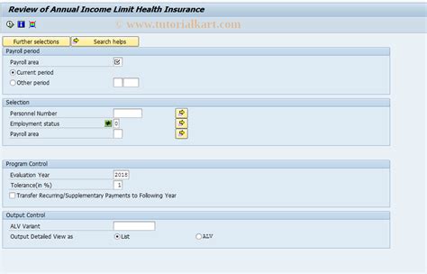PC M LSVF SAP Tcode Check HI Annual Income Limit