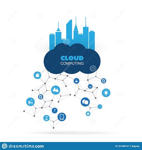 Cloud Computing Design Concept With Icons Digital Network Connections Technology Background