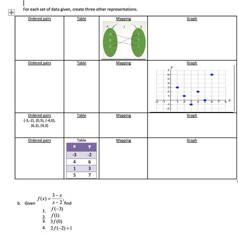 Solved For Each Set Of Data Given Create Three Other Chegg Com
