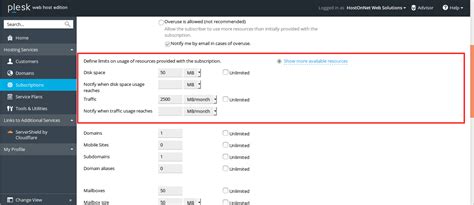 How To Change The Disk Usage Limit Of A Subscription In Plesk